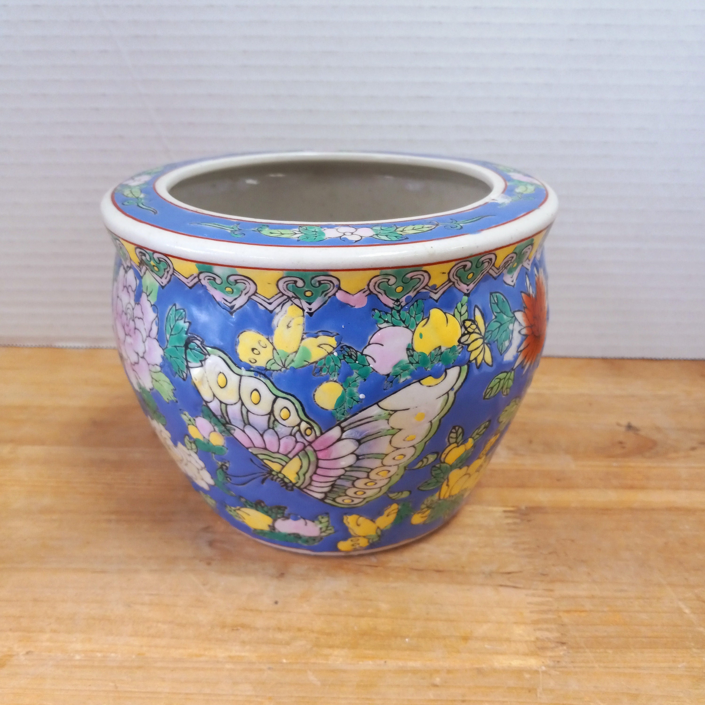 Chinese Fish Bowl Planter Jardinerie Pot Butterflies Flowers - Etsy