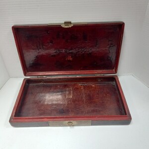 Antique Chinese Presentation Box Hide Covered With Figural Scenes ...