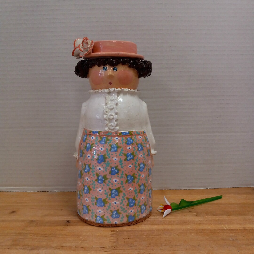 Vintage Vase Shaped Like a Lady, Old Fashioned Lady Shaped Vase ...