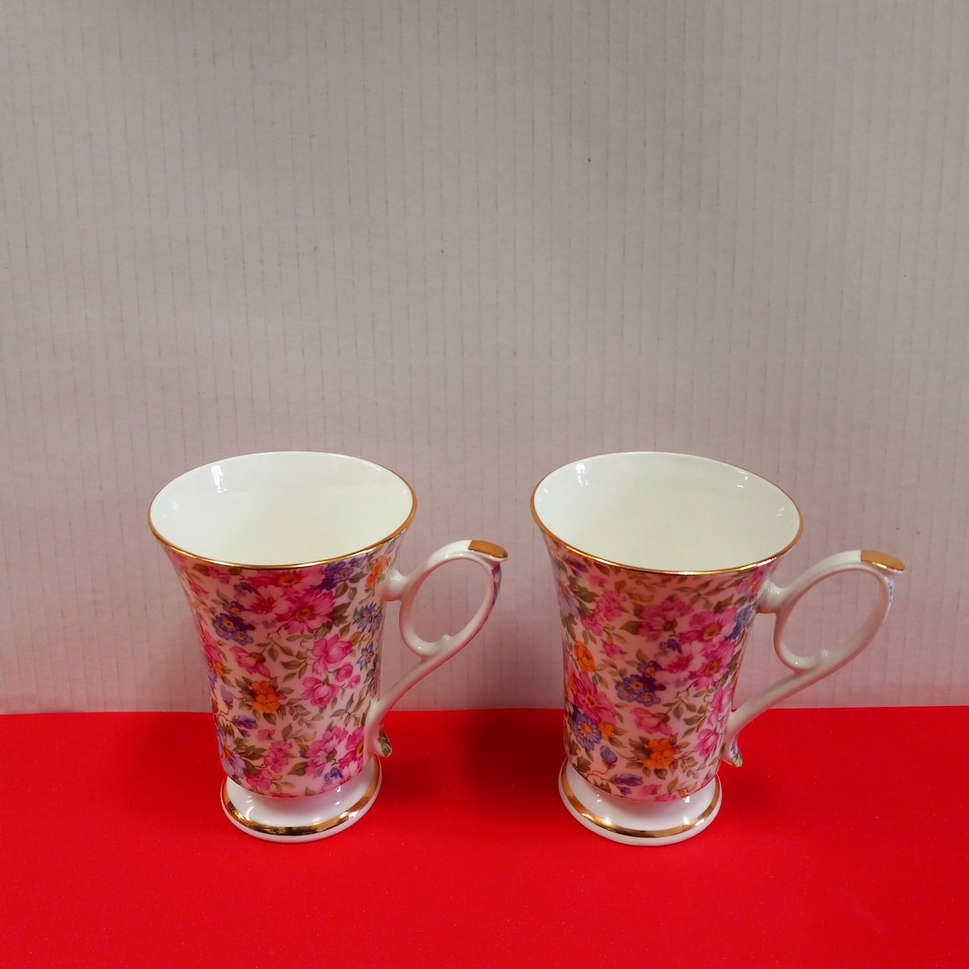 Crown Victorian Shabby Chic Cups Pair of 2, Crown Victorian Footed ...