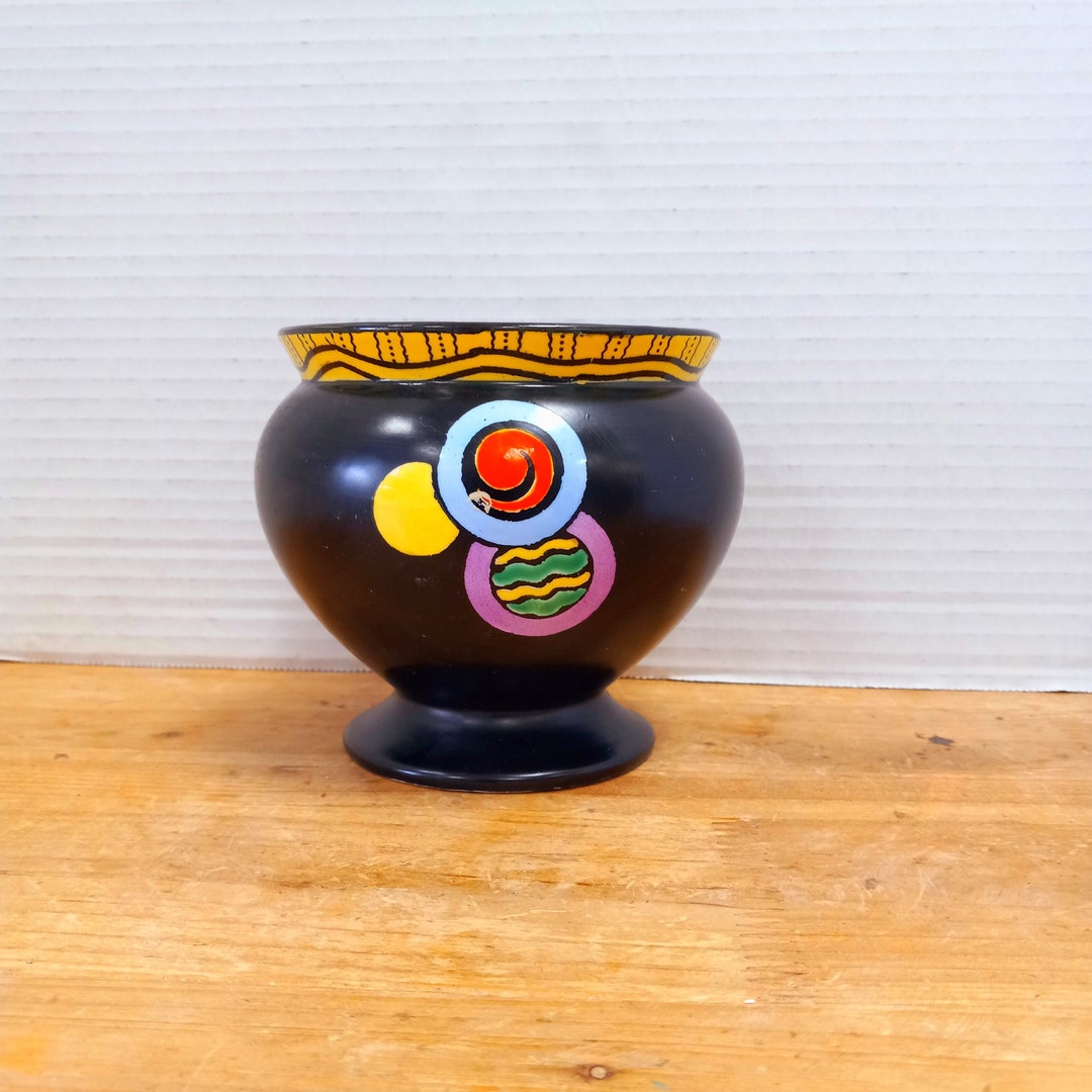 Vintage Shelley Porcelain Art Deco Vase Black With Geometric Shapes ...