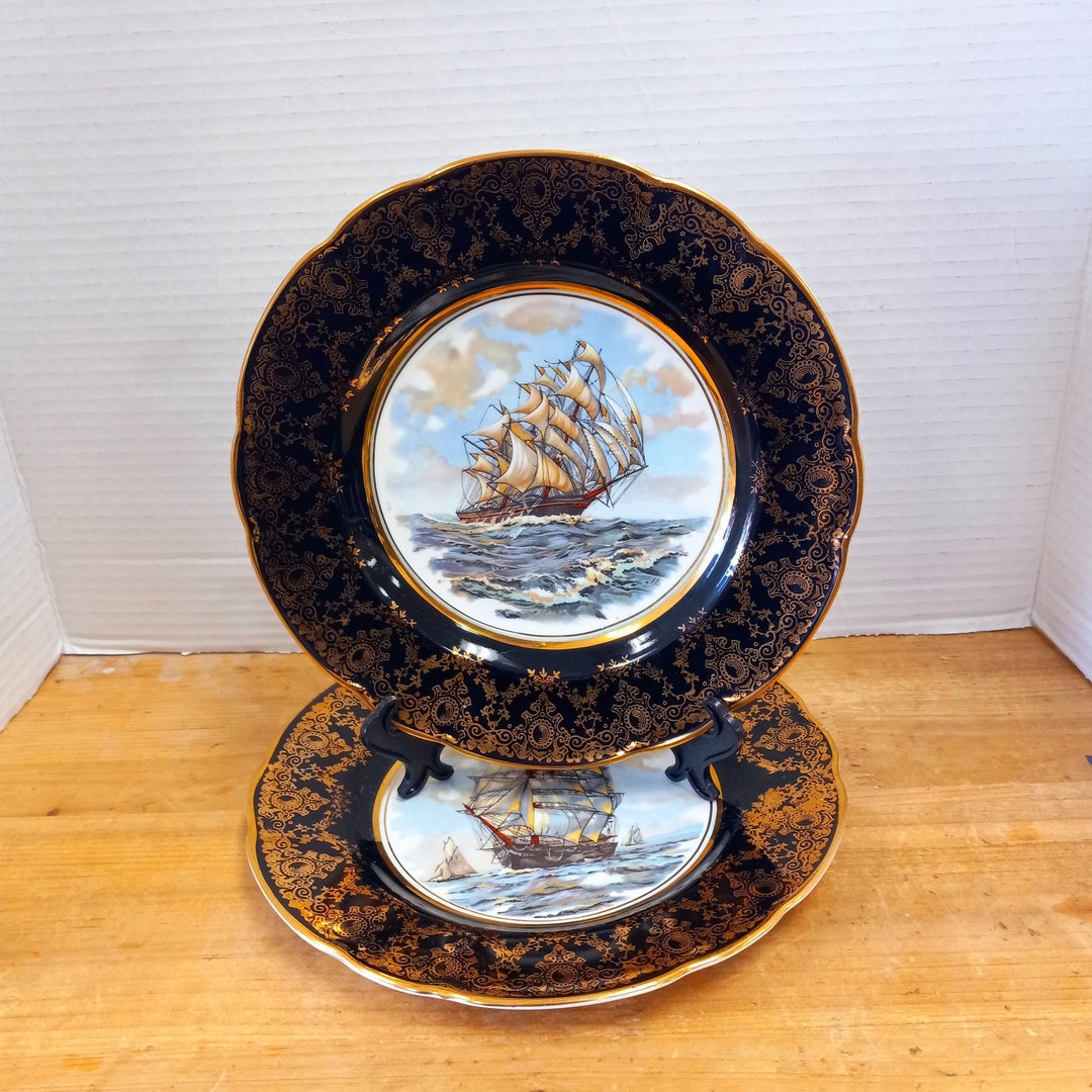 Pair of Mid Century Plates With Ship by Arklow Potteries, Arklow ...