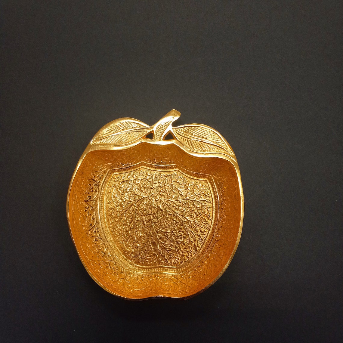 Brass Apple Ring Dish: Golden Tone Relief Design, Bohemian Decor - Etsy