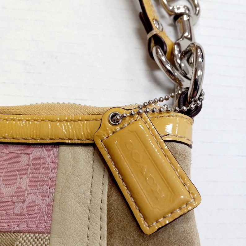 Vintage Coach Patchwork Shoulder Bag Convert Into Crossbody, Pink and Brown Coach Bag, Authentic ...