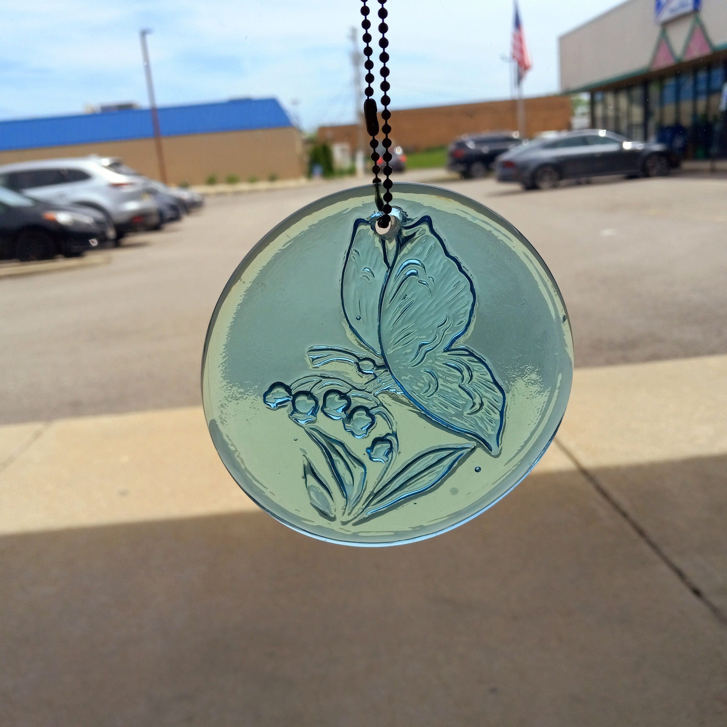 Blue Glass Butterfly Suncatcher, Glass Butterfly Suncatcher, Window ...