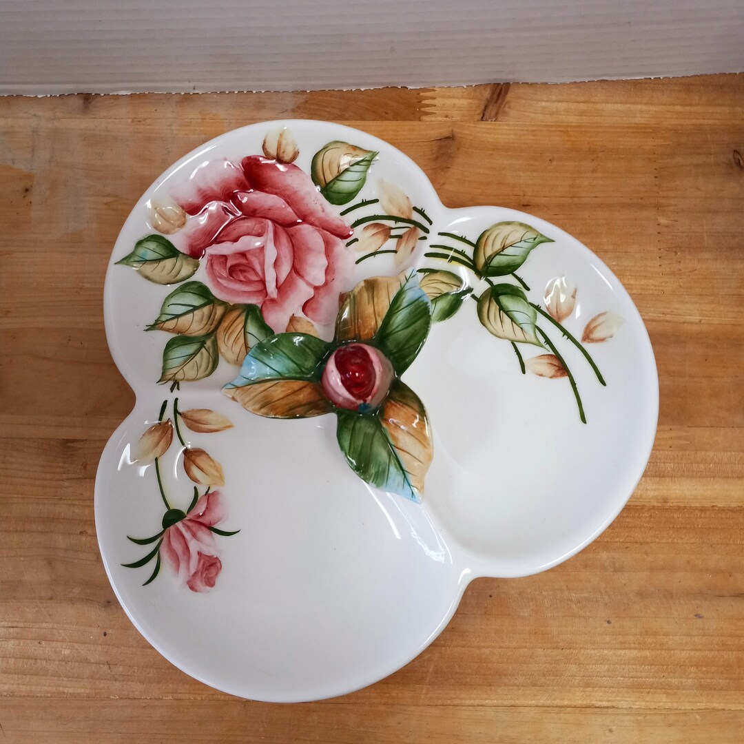 Lefton Americana Rose Divided Dish 3 Parts Americana Rose - Etsy