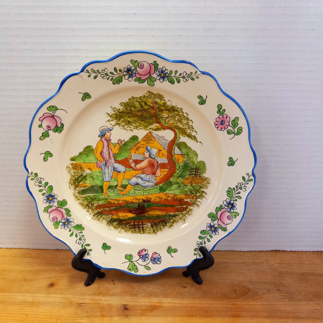 Antique Royal Adams Titian Ware Plate: Hand-painted Watteau French ...