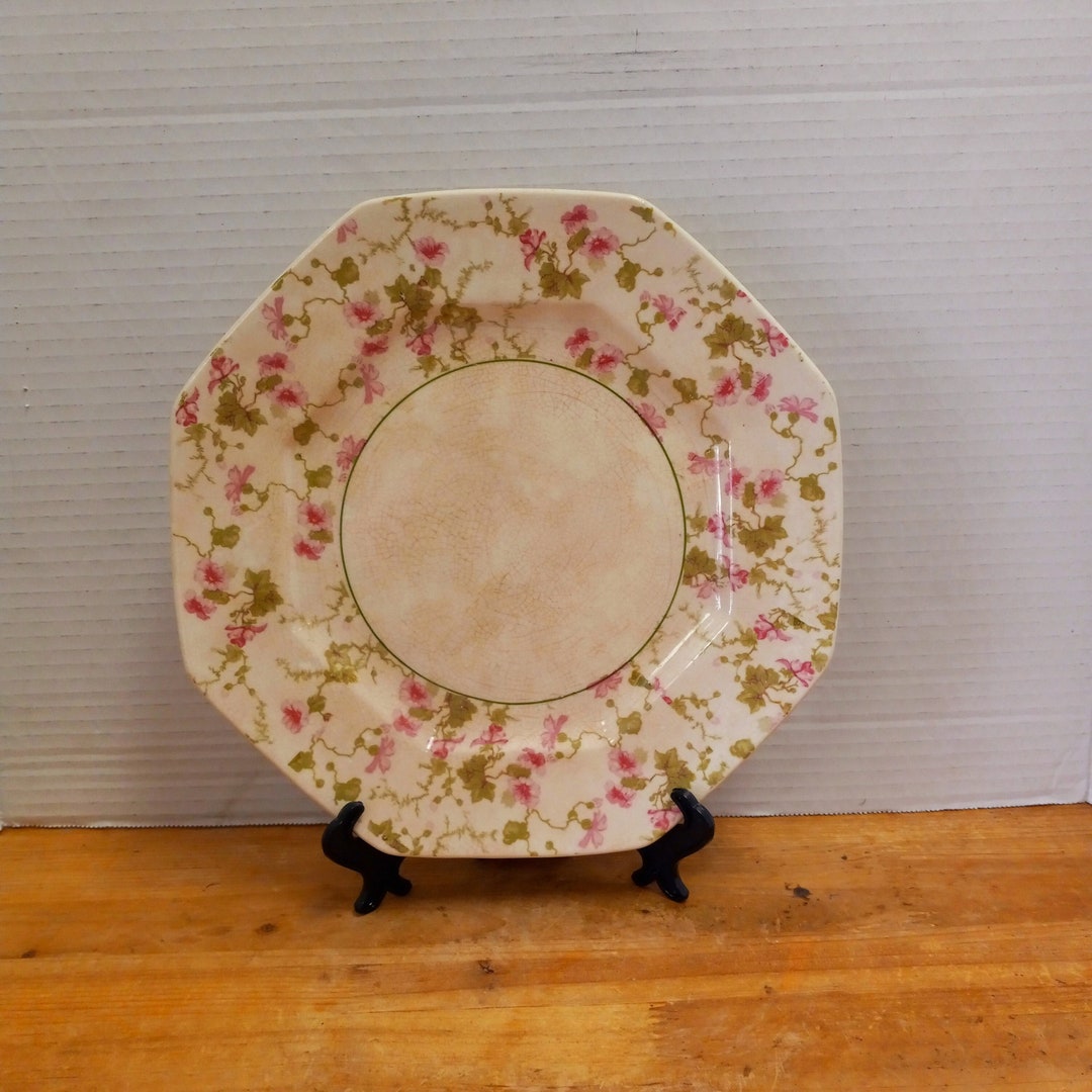 Antique Steubenville Octagonal Plate: Chintz Roses, Bridal Decor - Etsy