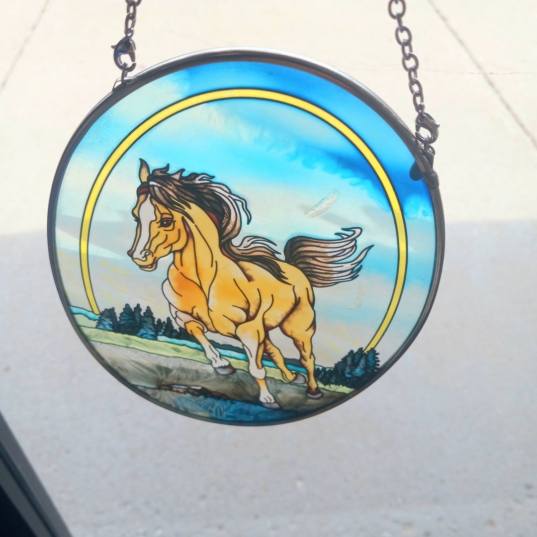 Vintage Amia Suncatcher With Horse, Running Horse Suncatcher, Window ...