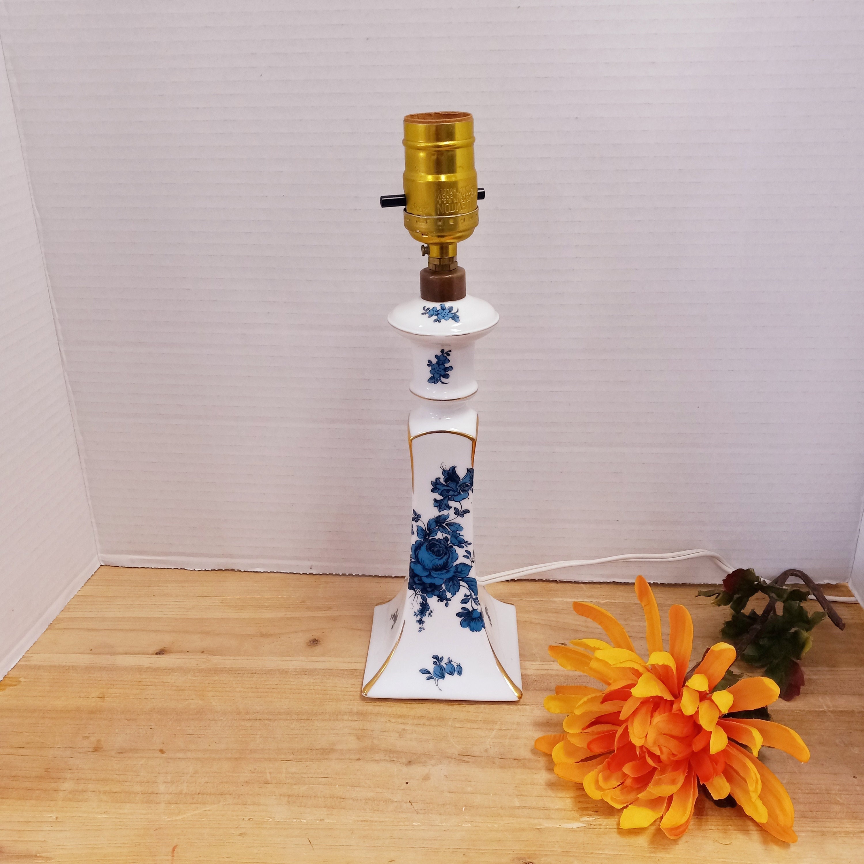 Blue and White Candlestick Lamp, German Blue and White Candlestick Lamp ...
