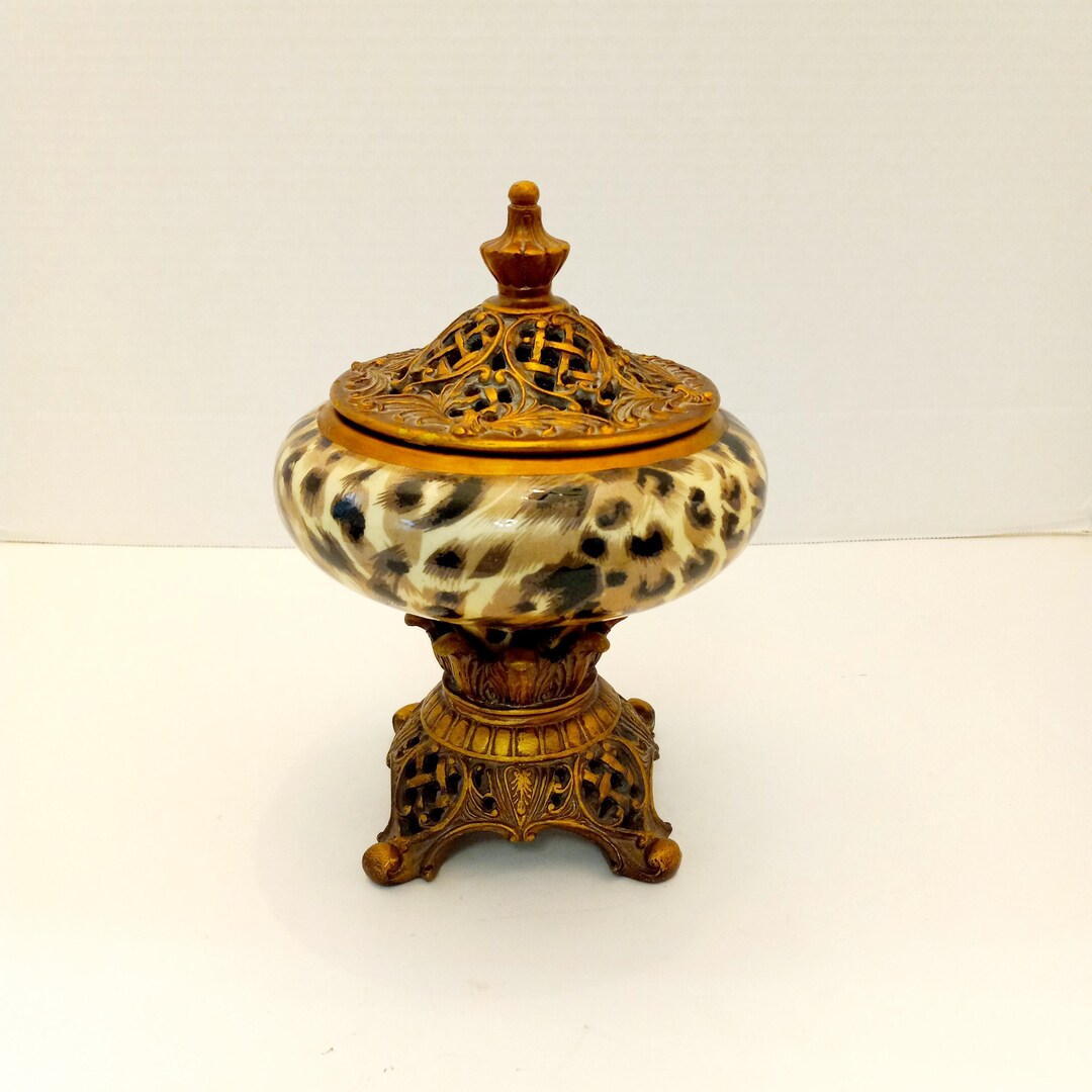 Vintage Cheetah Pattern Potpourri Bowl: Art Deco Candy Dish - Etsy