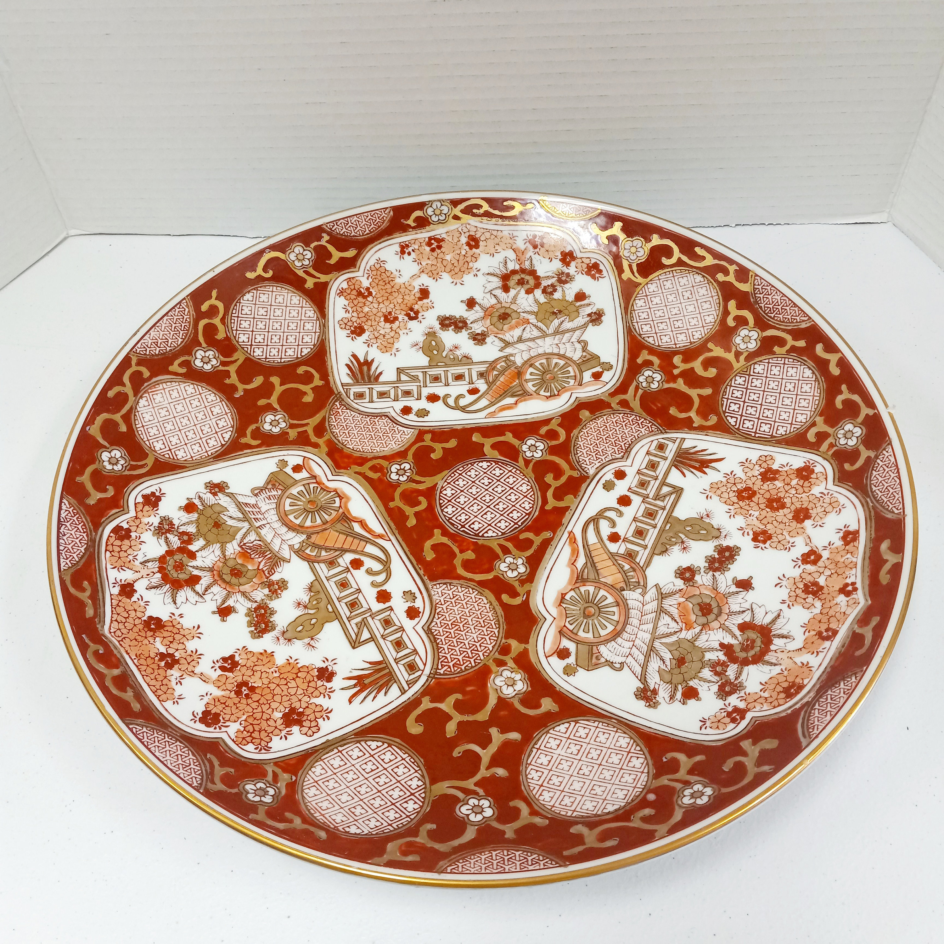 Vintage Gold Imari Wall Plate Hand Cart With Flowers, Gold Imari 14 ...