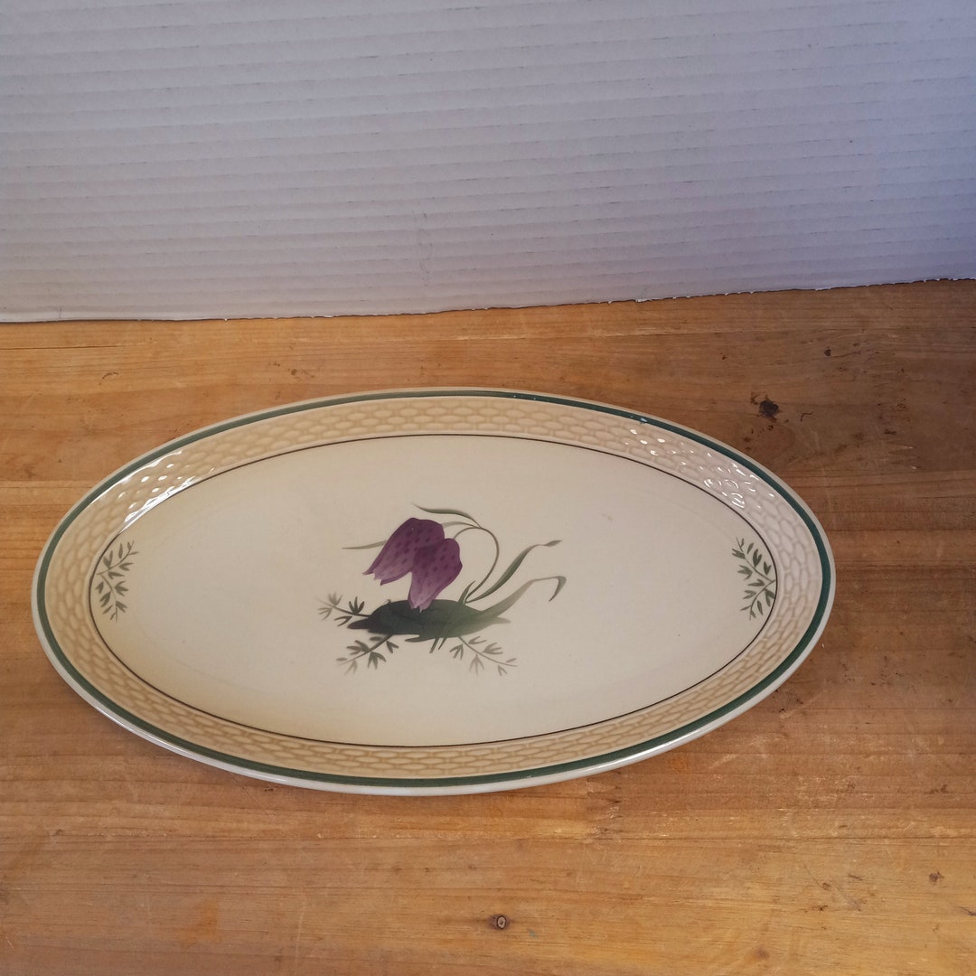 1950s Royal Copenhagen Small Oval Appetizer Plate With Purple Flower ...