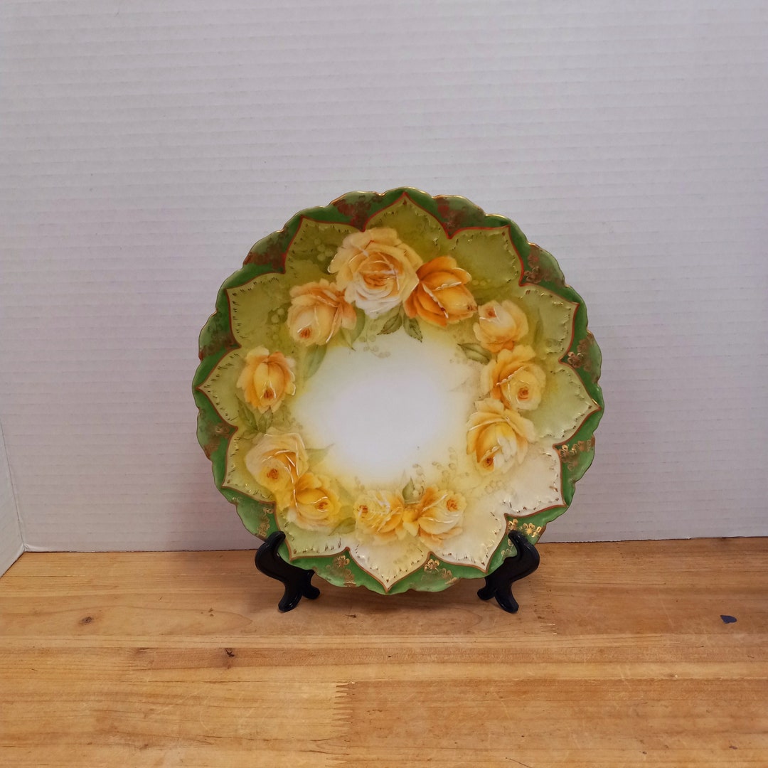 Antique PT Germany Roses Plate, Yellow Roses Plate, Yellow Roses ...