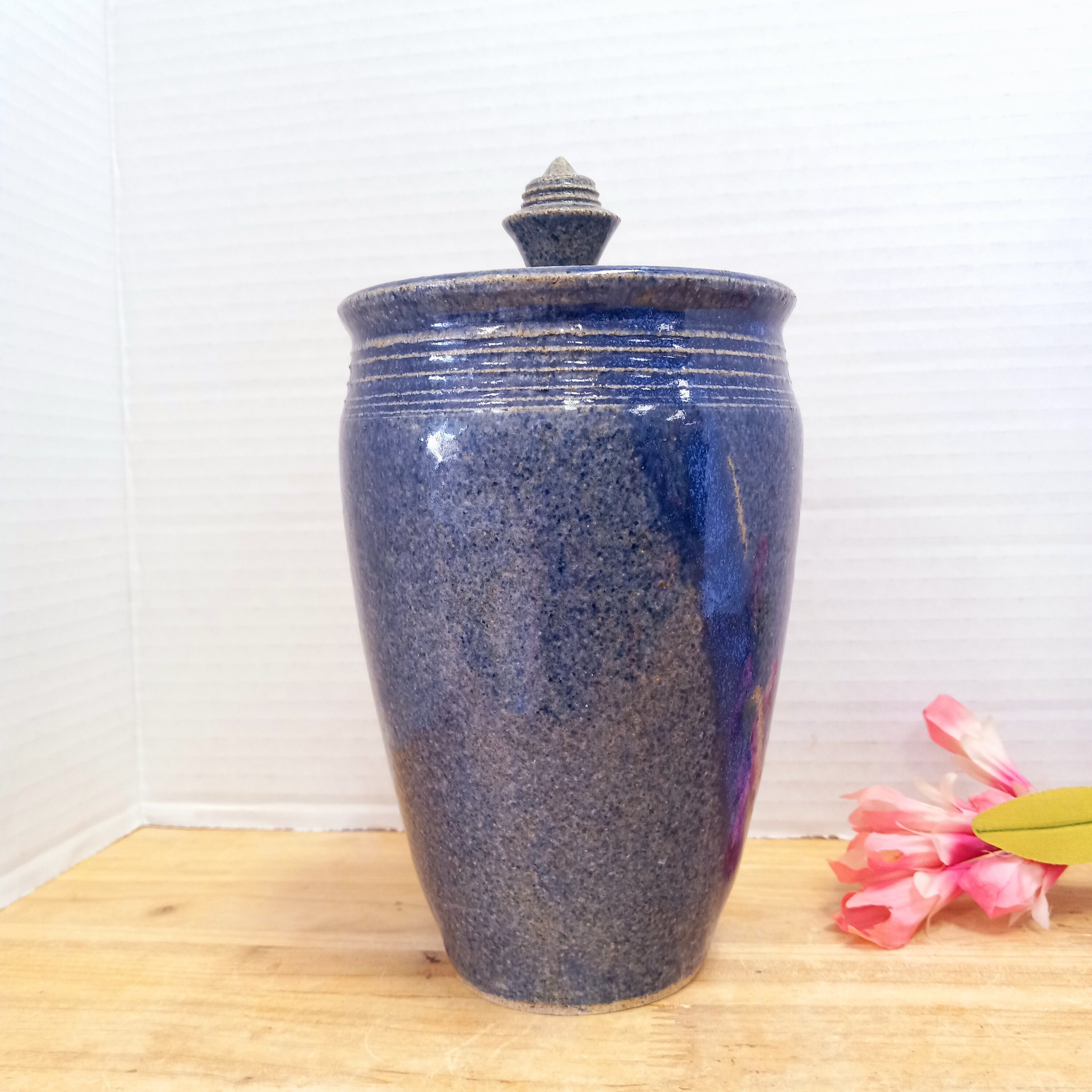 Mid Century Modern Blue Pottery Jar: JS Handcrafted Lidded Crock - Etsy