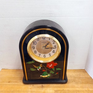 Vintage Mantel Clock With Jewelry Drawner, Quartz Mantel Clock Laquered ...