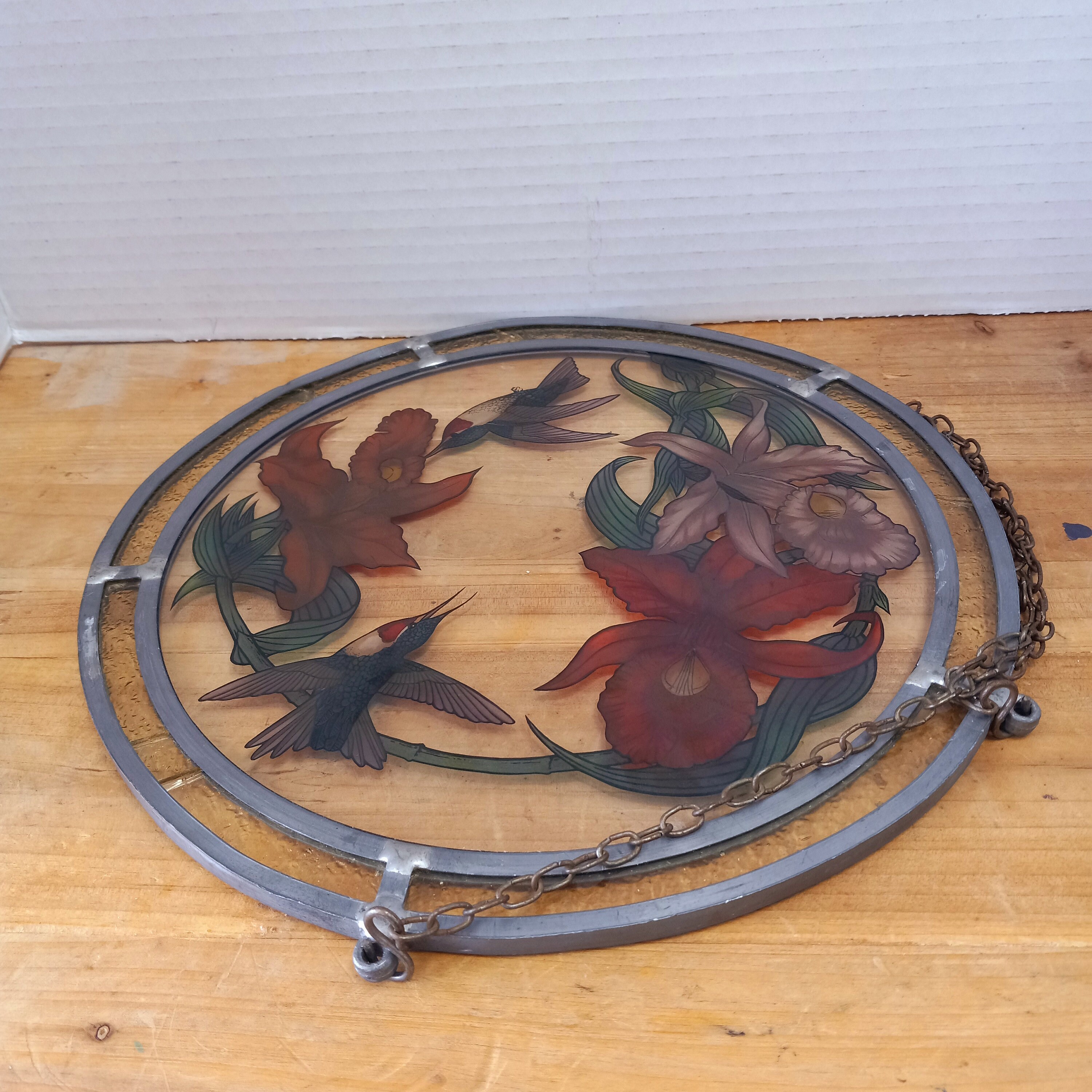 Vintage Glassmasters Suncatcher Hummingbirds and Orchids - Etsy