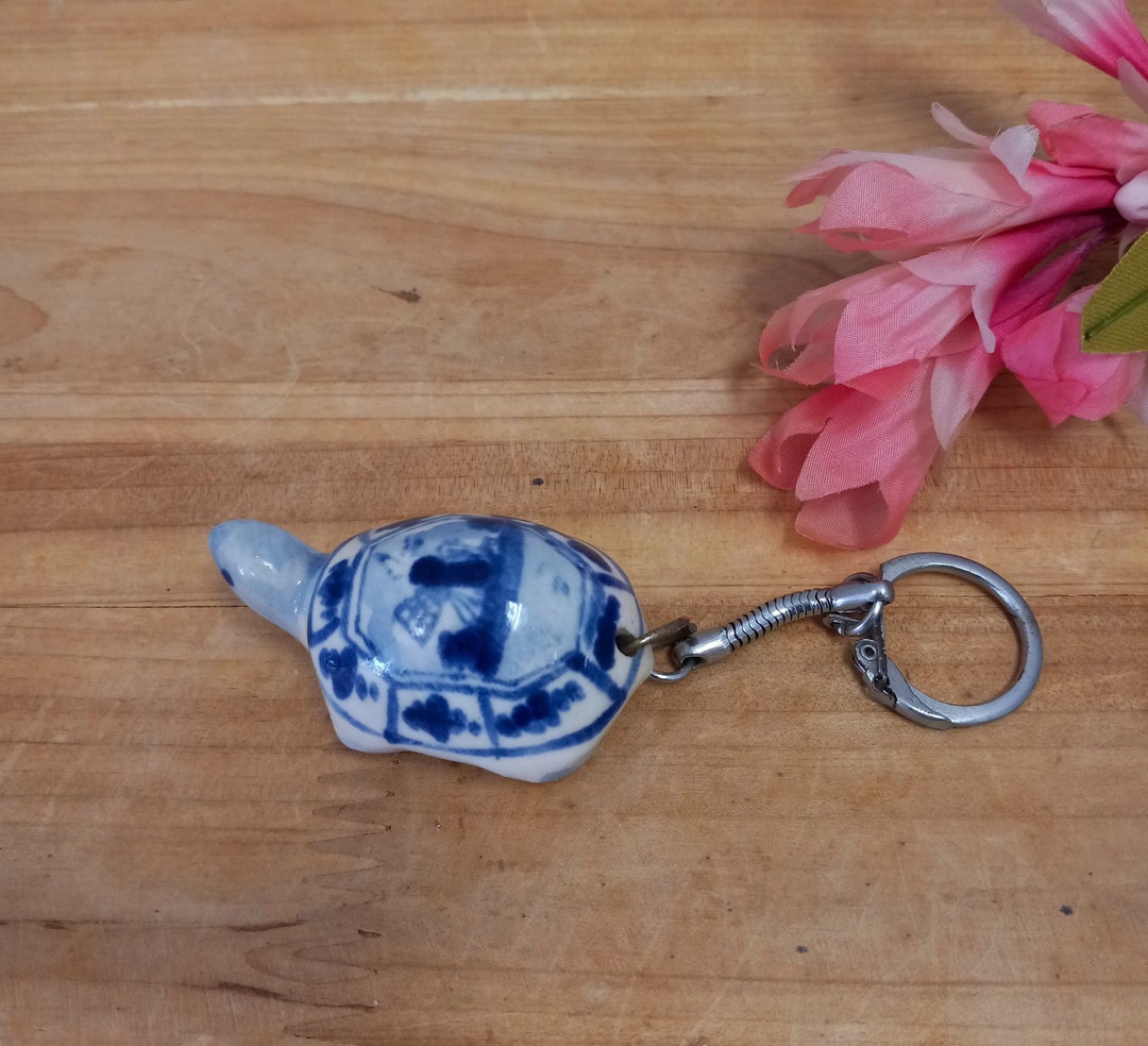 Delft Turtle Keychain, Delft Style Turtle Figurine, Delftware, Delft ...