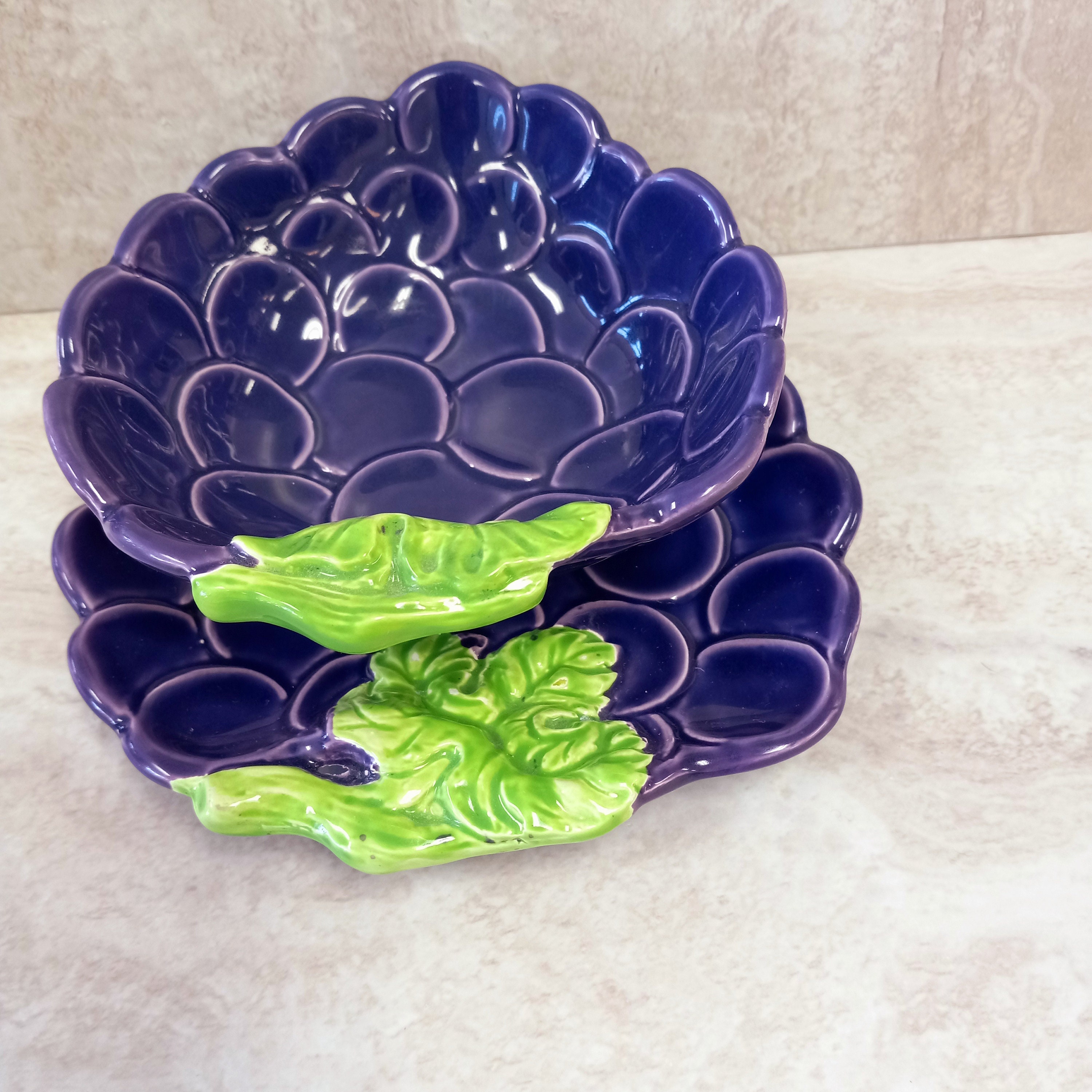 Pair of 2 Sculpted Grape Dishes Fruit Dishes Purple Grape - Etsy
