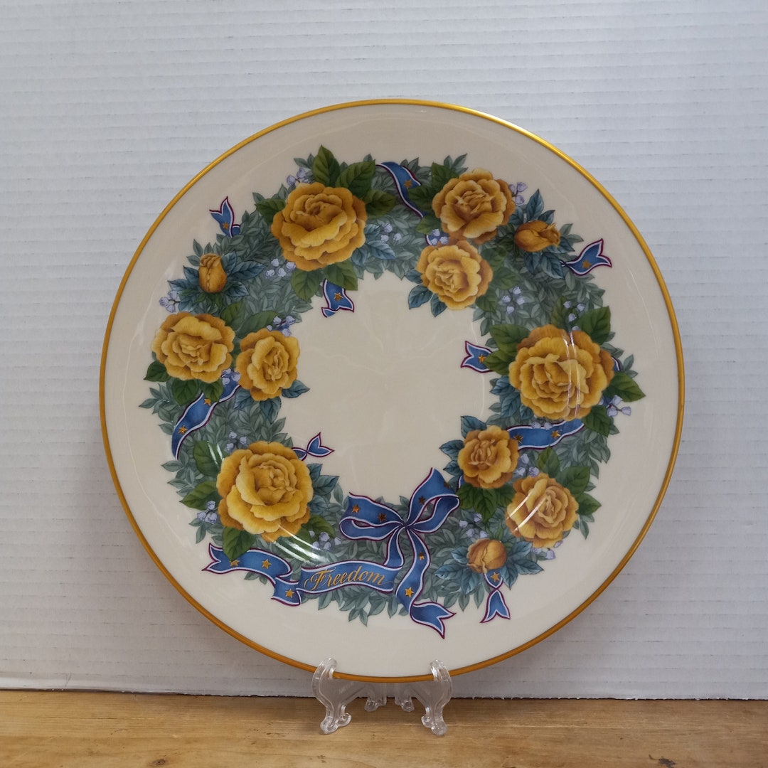 Vintage Lenox Plate Freedom, Lenox Plate Yellow Roses, Patriotic Decor ...