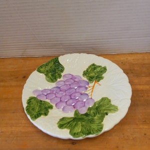 Majolica Plate W/t Grapes, Sculpted Plate W/t Grapes, Farmhouse Decor ...
