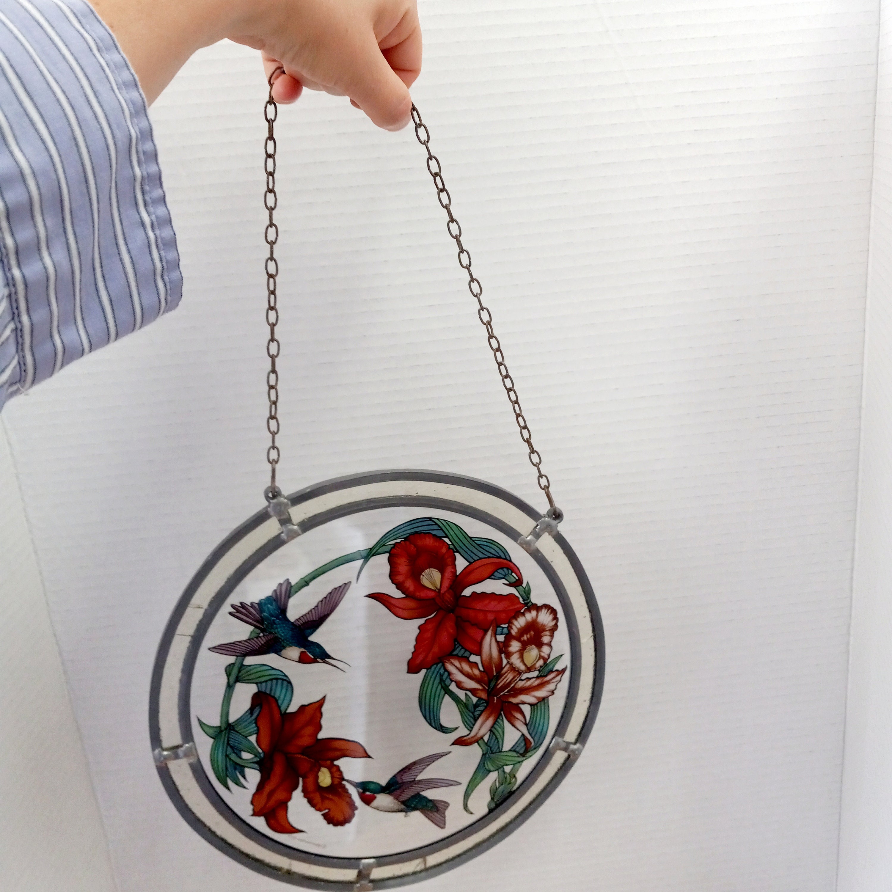 Vintage Glassmasters Suncatcher Hummingbirds and Orchids - Etsy