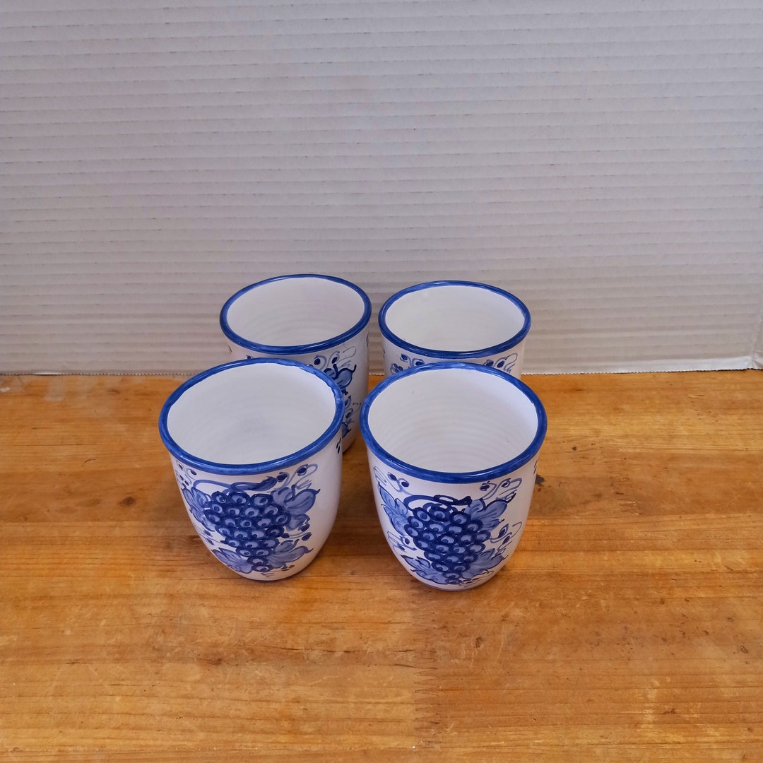 Delftware Mugs Set: Blue and White Floral Terracotta Cups - Etsy