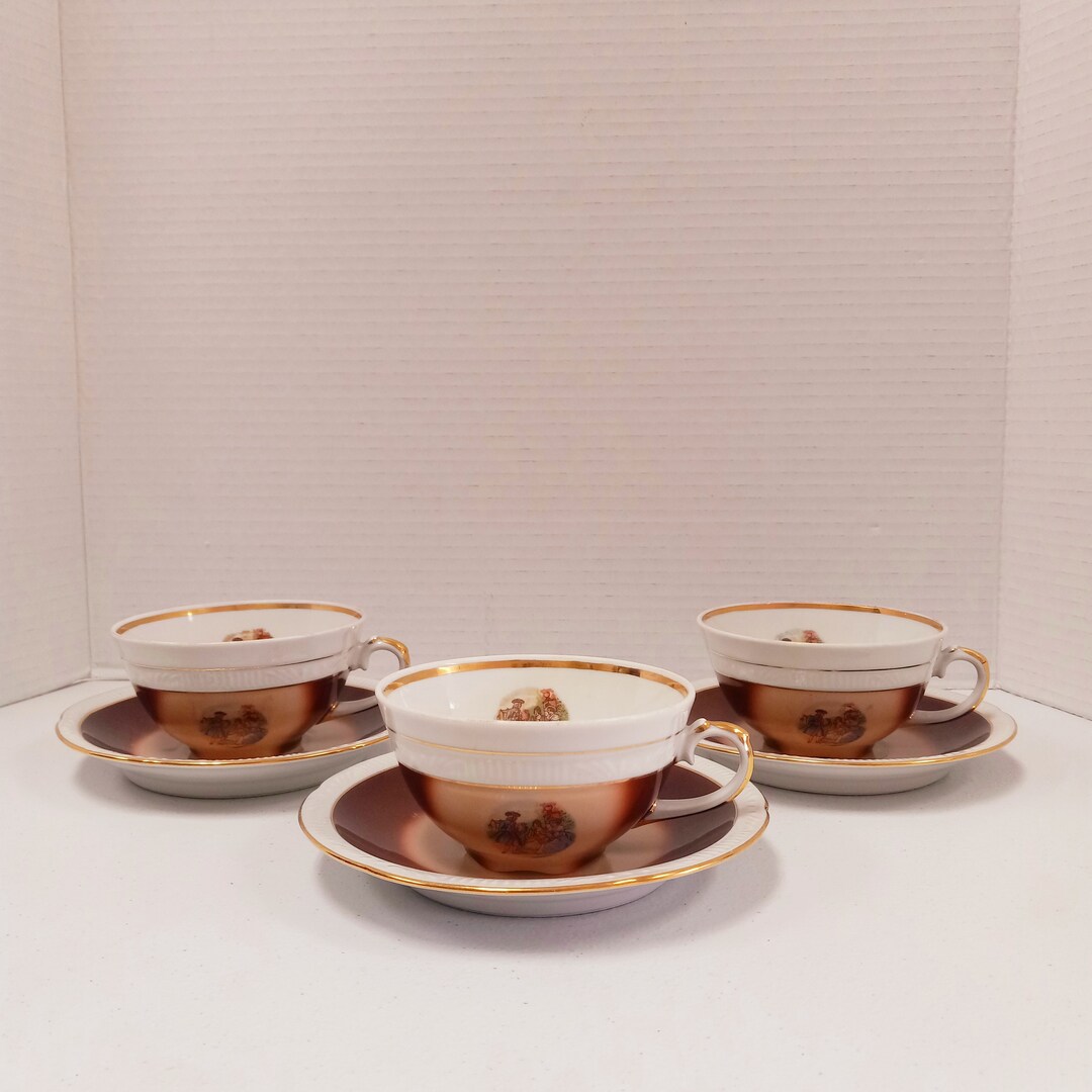 Set of 3 Teacus Fragonard Inspired, Vintage Chodziez Poland Teacusp. 3 ...