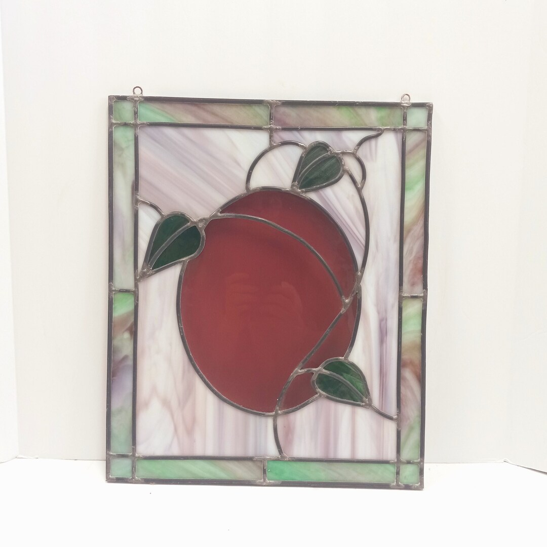 Vintage Apple Stained Glass Window Panel, Tiffany Style Suncatcher - Etsy