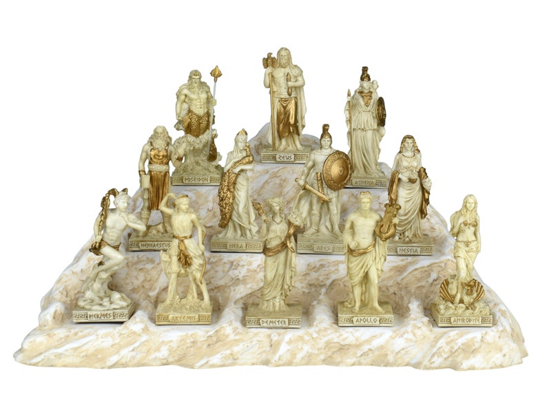 Set 12 Olympian Greek Gods and Goddesses Mini Statue Sculpture Figures ...