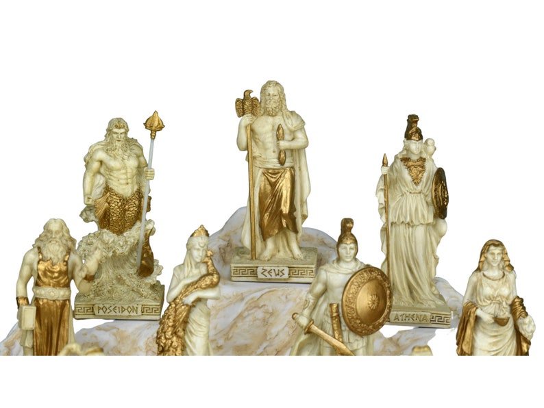 Set 12 Olympian Greek Gods and Goddesses Mini Statue Sculpture Figures ...