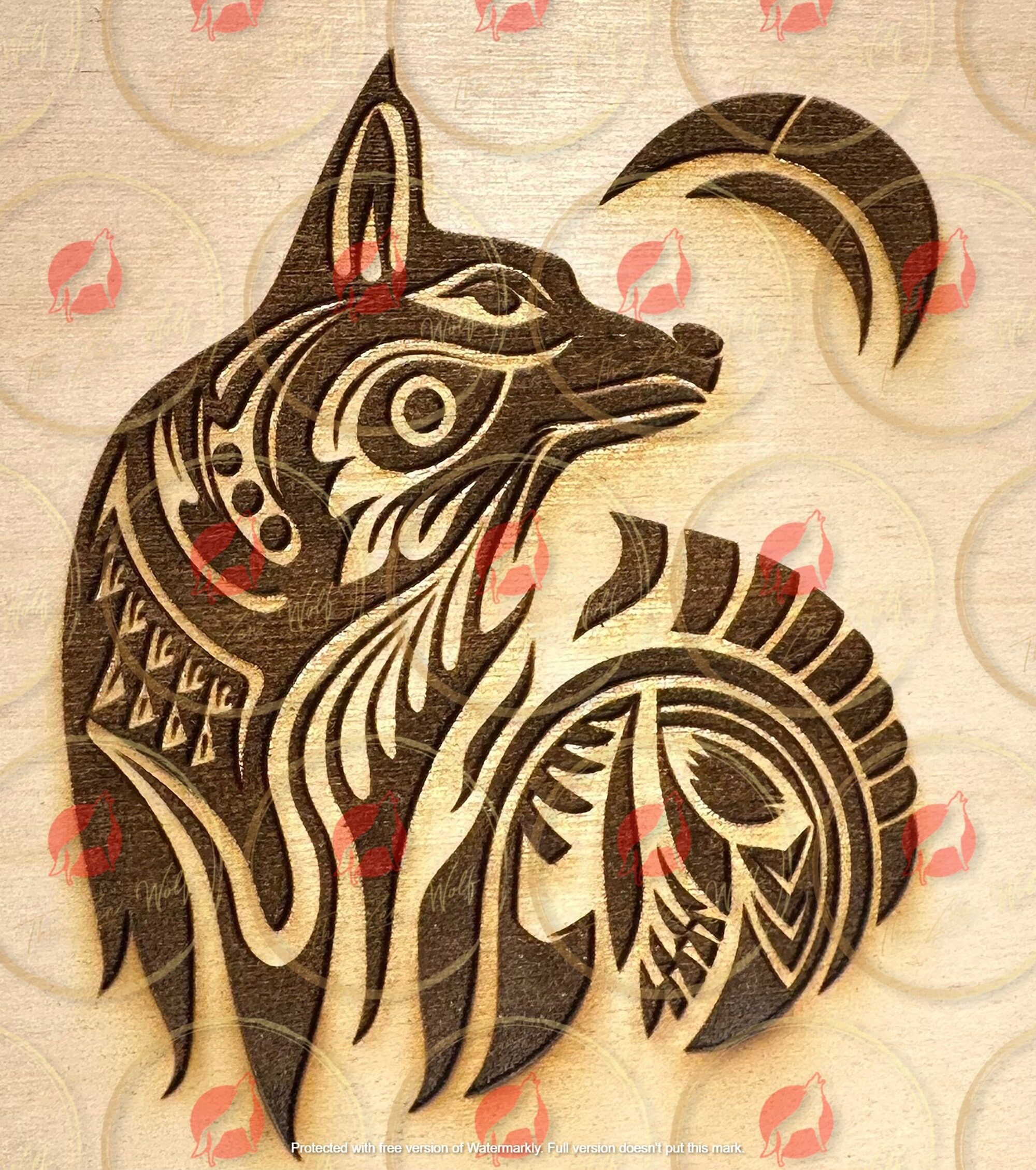 Tribal Wolf Howling Drawing