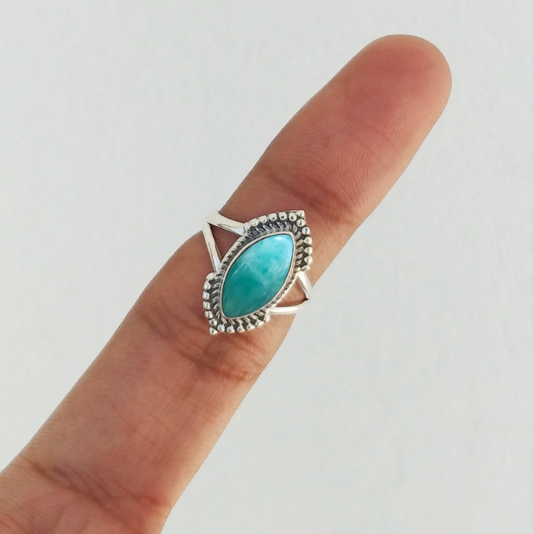 Amazonite Ring, 925 Solid Sterling Silver Ring, Natural Stone Bar ...