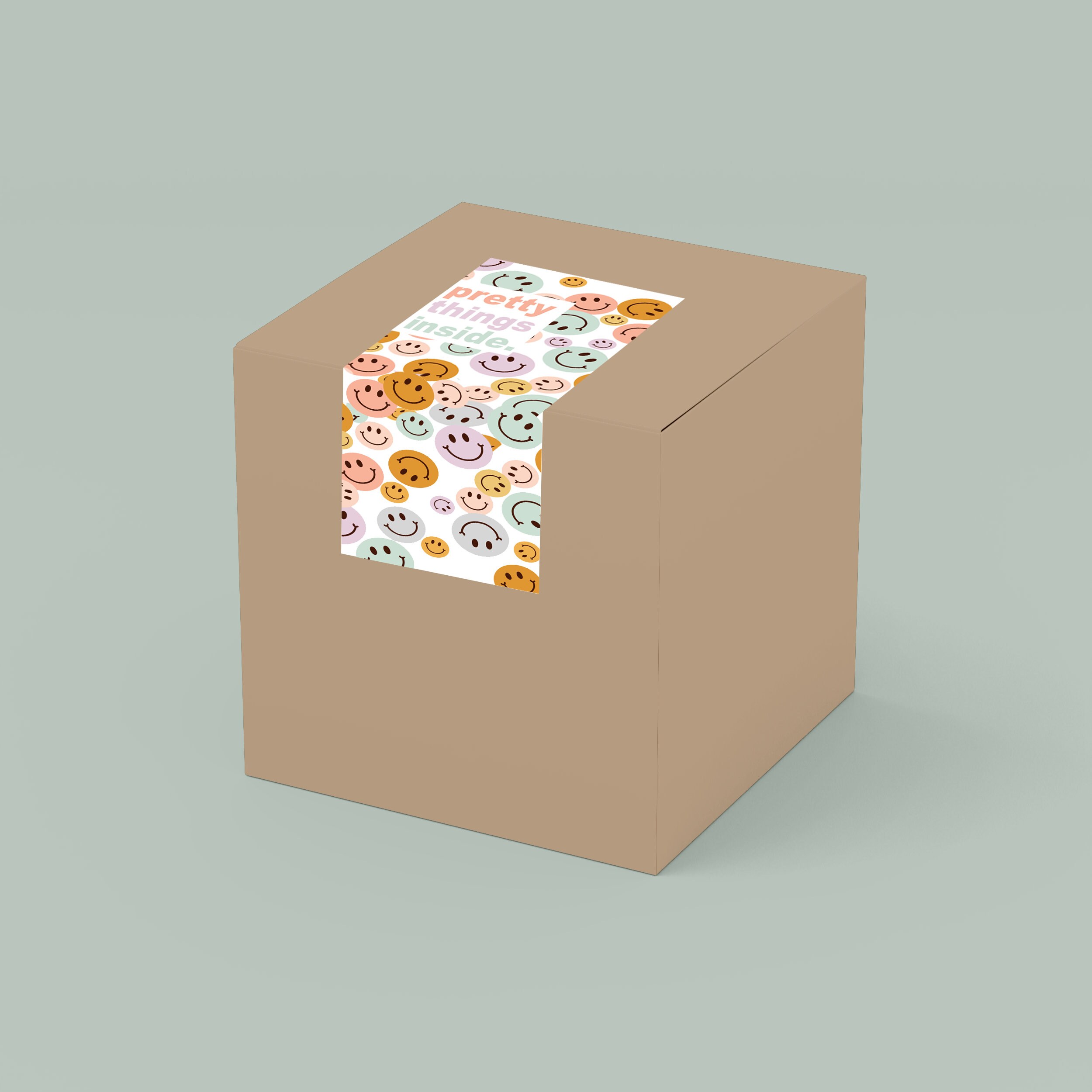 Happy Faces Box Packaging Label- Box Sealing Labels- Box Sealing ...