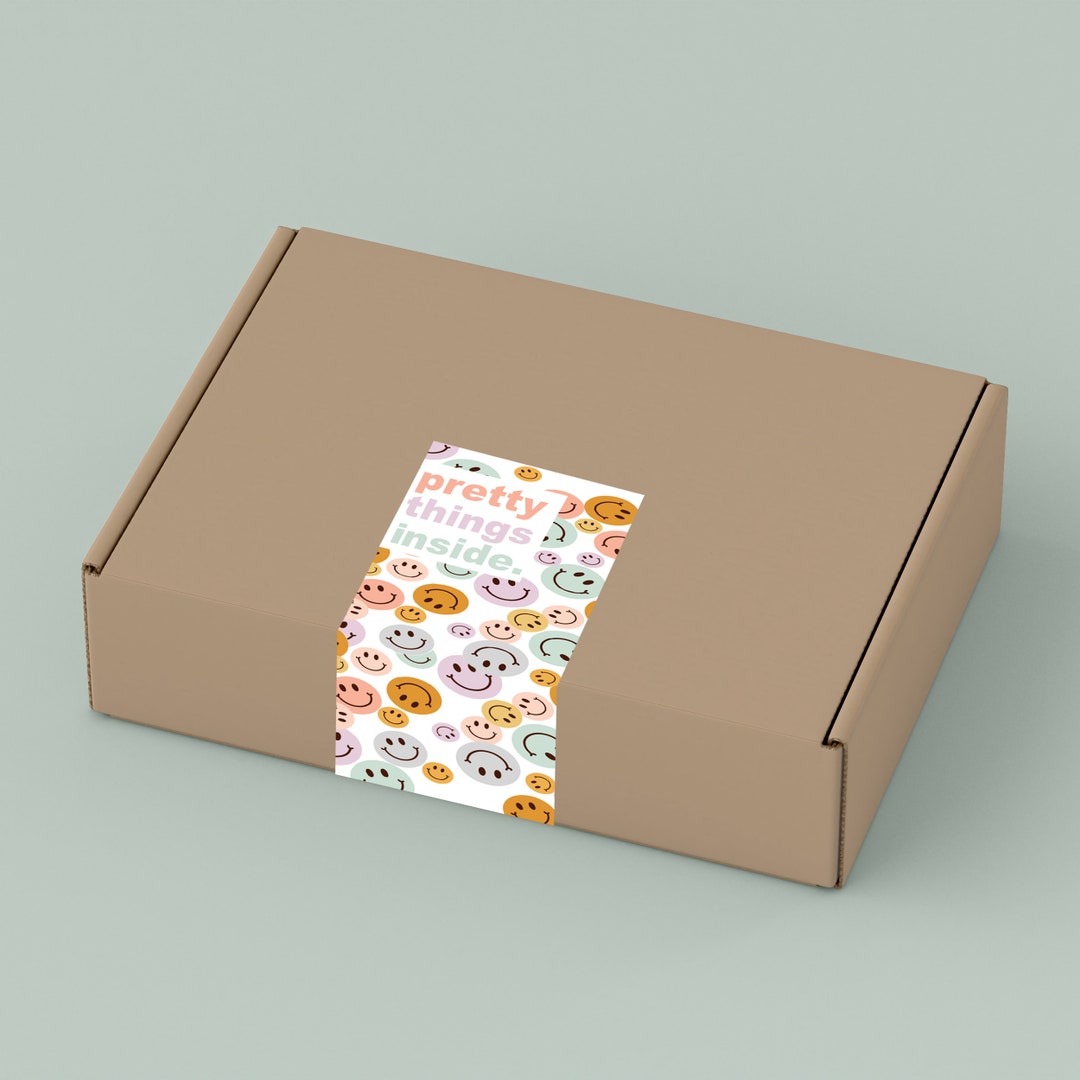 Happy Faces Box Packaging Label- Box Sealing Labels- Box Sealing ...