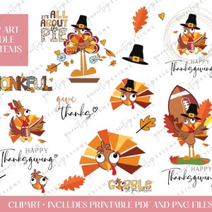 Bundle Thanksgiving Clipart, Printable, Turkey Clipart, Turkey Png ...