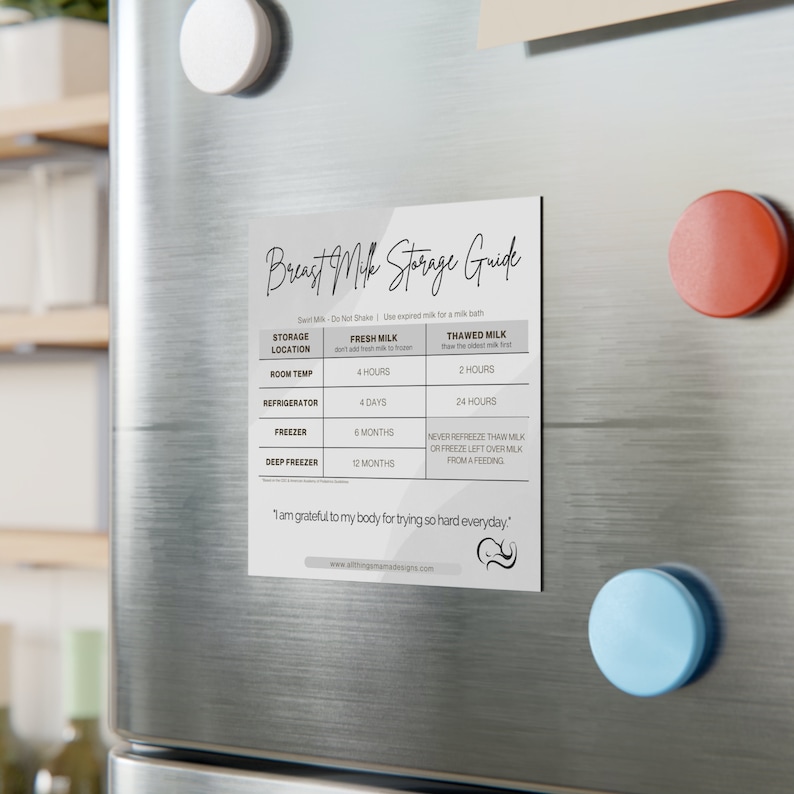Breast Milk Storage Guide Magnet or Digital Breastmilk - Etsy