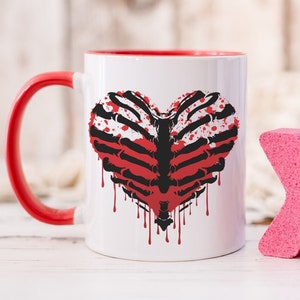 Heart Rib Cage Skeleton Blood Chest Velentine's Mug Goth - Etsy