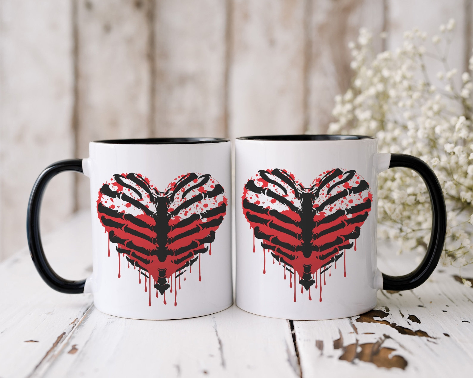 Heart Rib Cage Skeleton Blood Chest Velentine's Mug Goth - Etsy