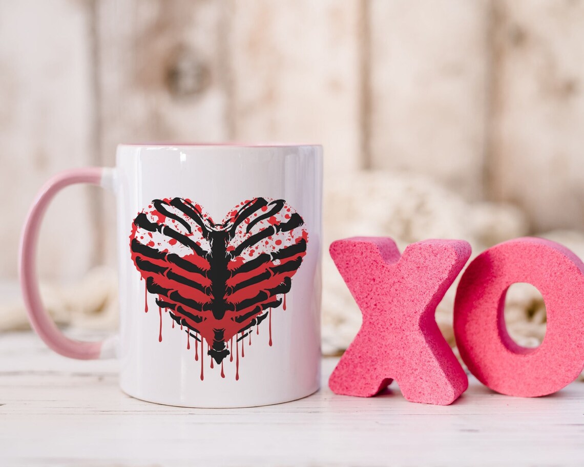 Heart Rib Cage Skeleton Blood Chest Velentine's Mug Goth - Etsy