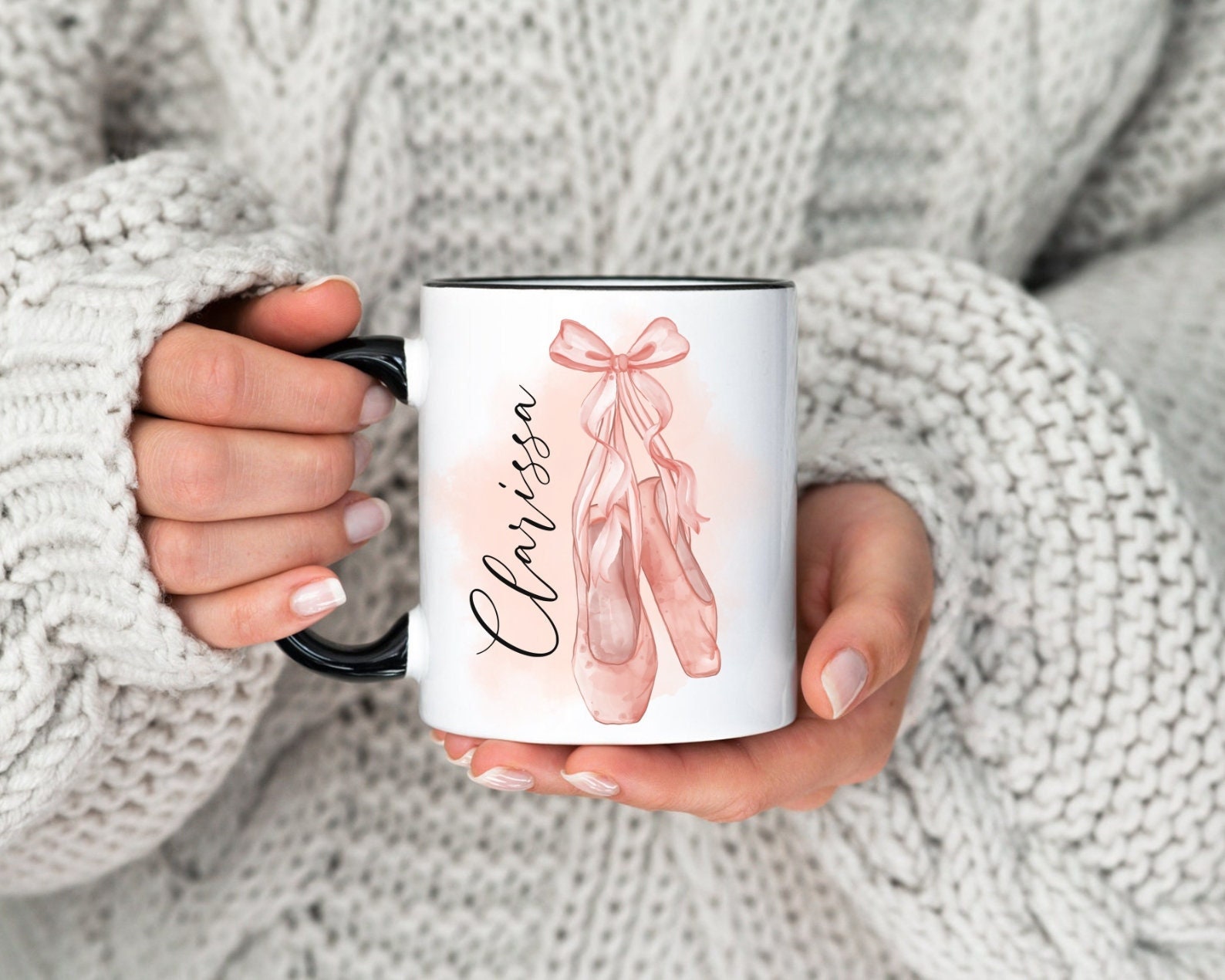 Ballerina Personalized Mug, Custom Name Pink Ballet Shoes Mugs, Dance ...