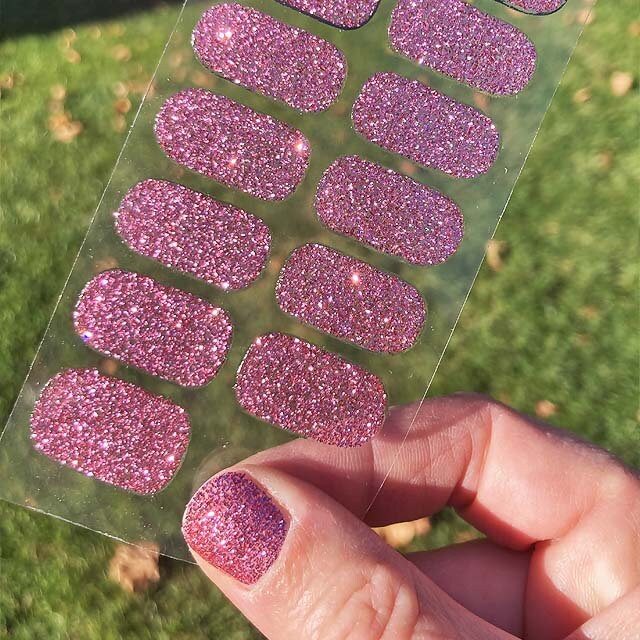 Light Pink Glitter Nail Wraps Glitter Nail Polish Stickers - Etsy