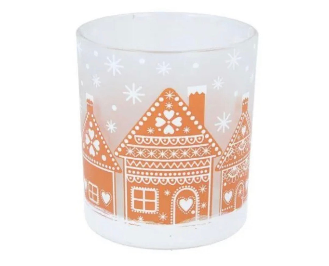 Gingerbread House Opaque Christmas Glass Nite Lite Pot Tealight Tea ...