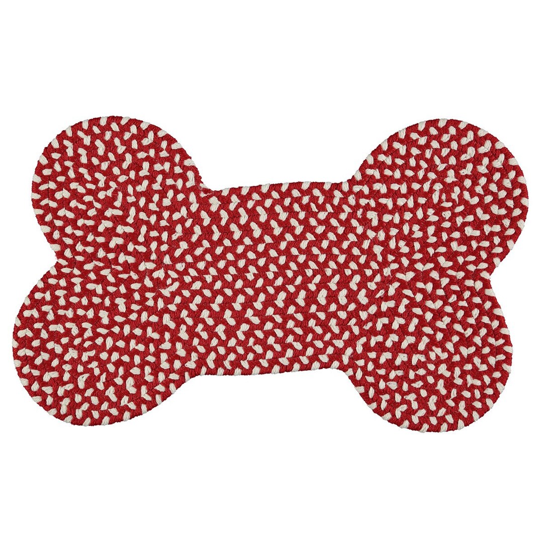 Dog Bone Rug – Tomato Red, 40cm X 65cm, Eco Braided Rug Mat, Hard ...