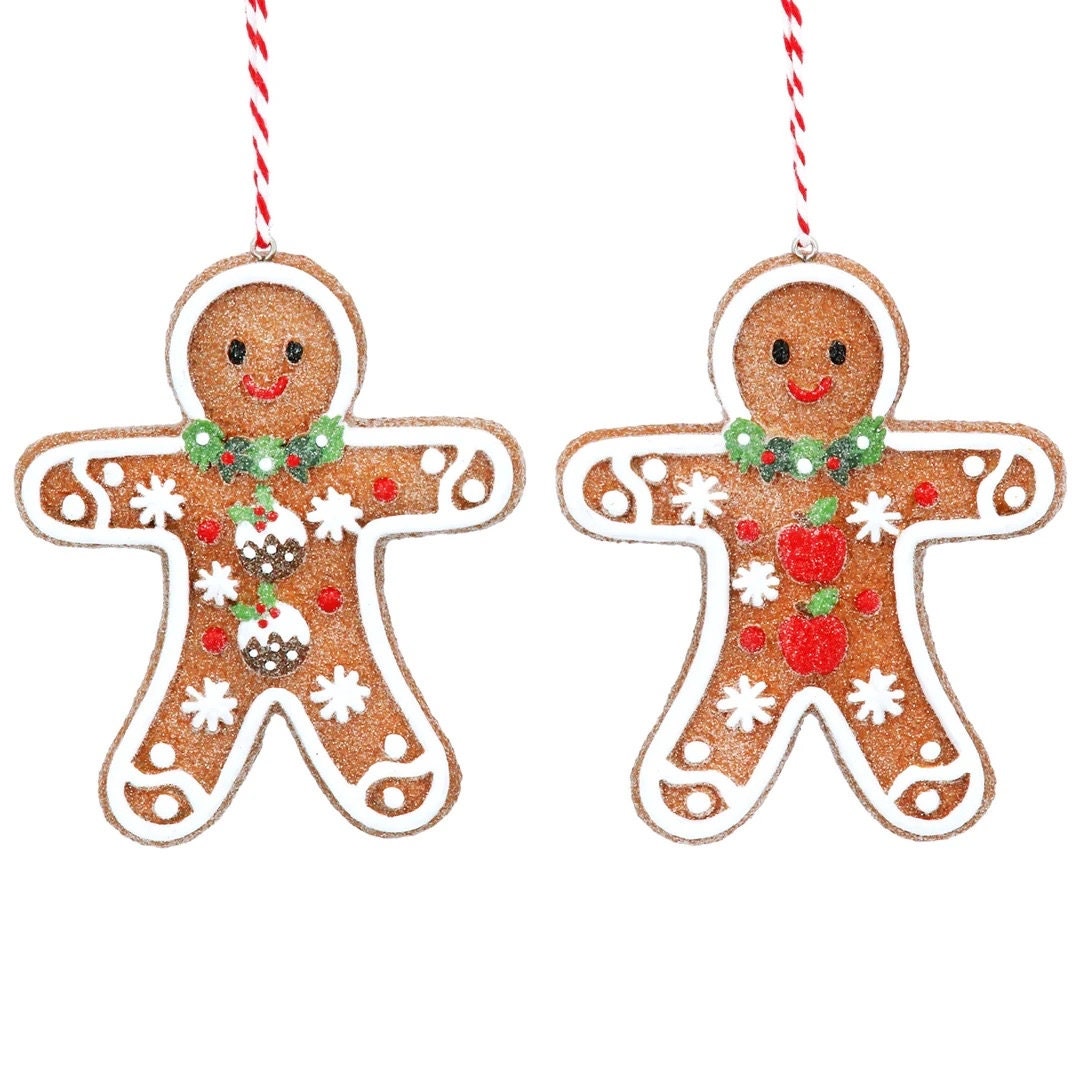 Resin Red White Hanging Gingerbread Man Person Apple or Pudding 'lace ...