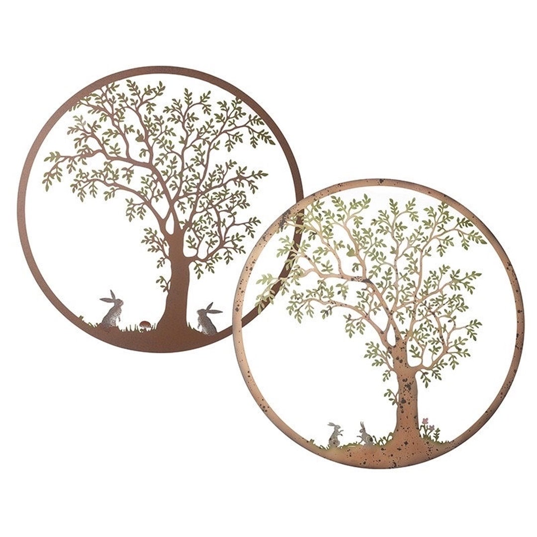 Tree of Life With Bunny Rabbit, 60cm Large Bronze Metal Wall Art, Home ...