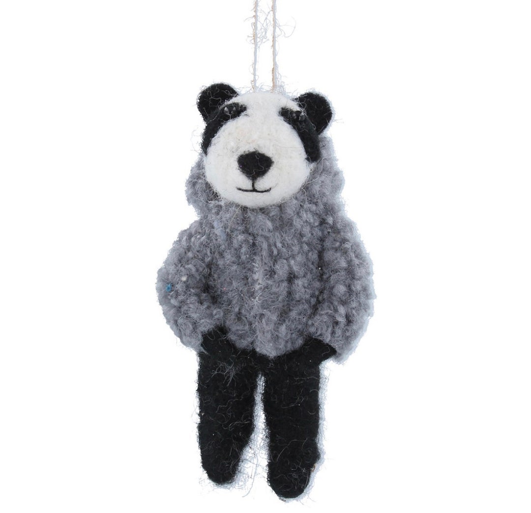 Wool Felt 14cm Badger With Grey Jumper Christmas - Woodland Animal ...