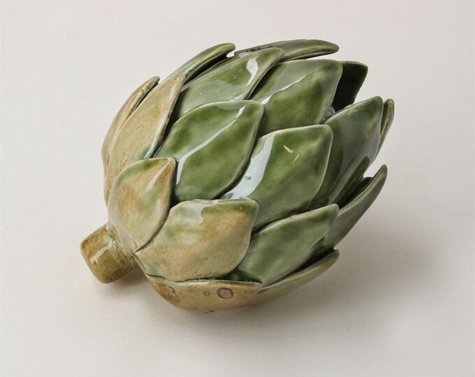 Dark Red or Antique Green Earthenware Artichoke Ornament, Ceramic ...