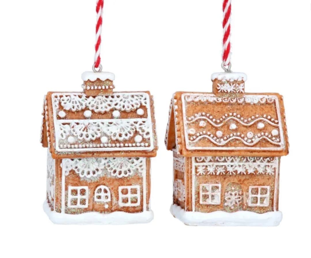 Resin Red White Gingerbread House 'lace Icing' 3D Tree Christmas ...