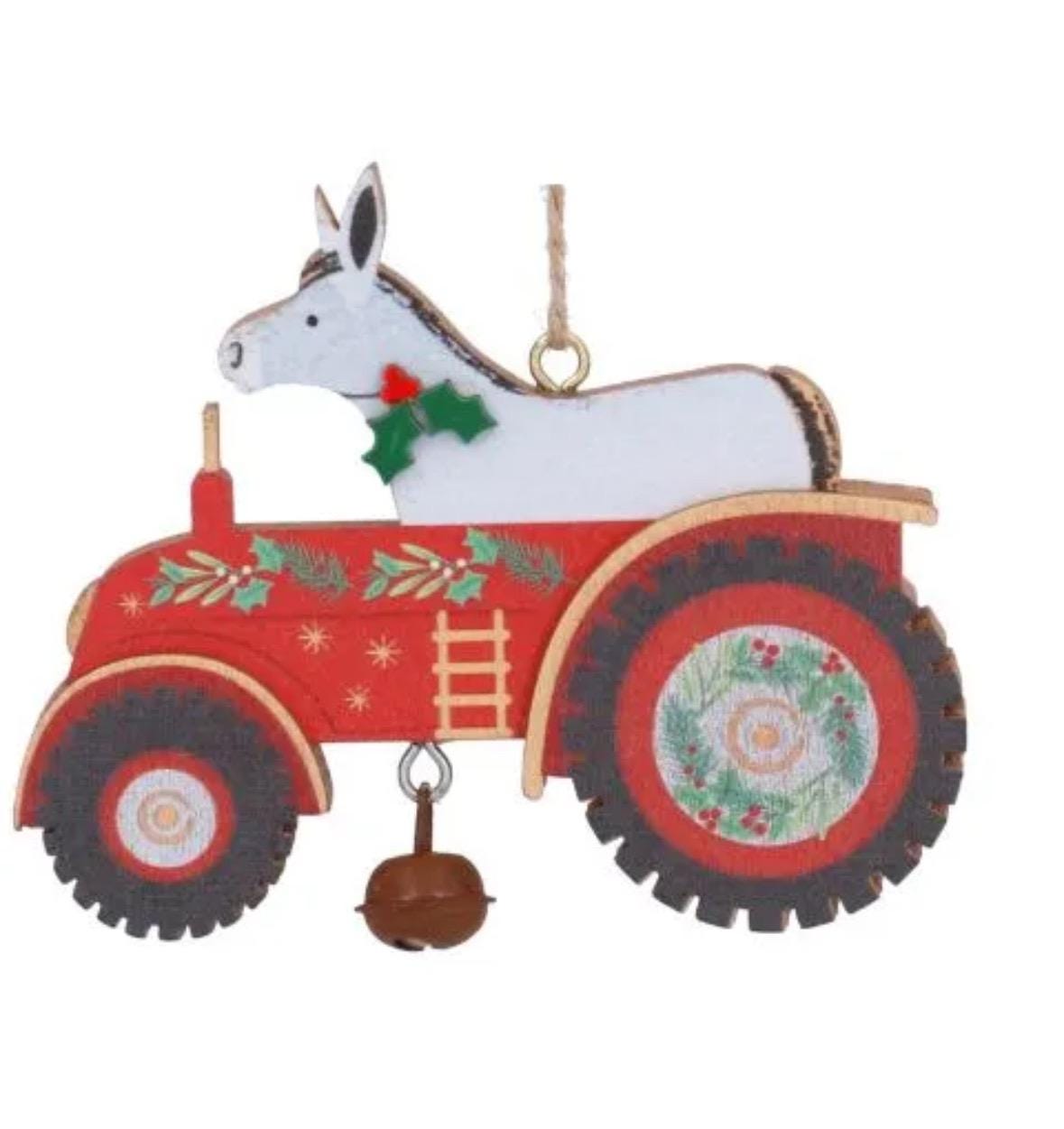 Gisela Graham Farm Animals on Tractor Wooden Bauble, Kids Christmas ...